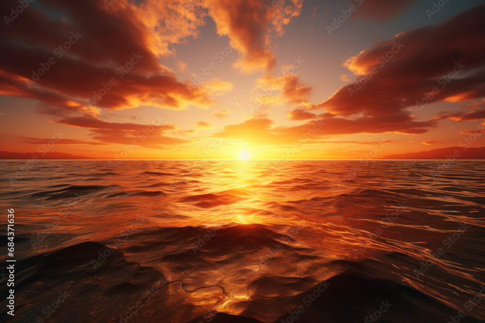 The sun dipping below the horizon, casting a golden glow over the ...