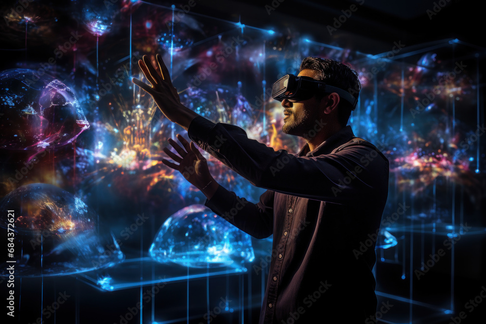 An AI-enhanced virtual reality experience, immersing users in a ...