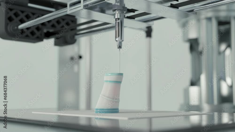 3D printer equipment producing the hi-tech cyborg arm at the laboratory ...
