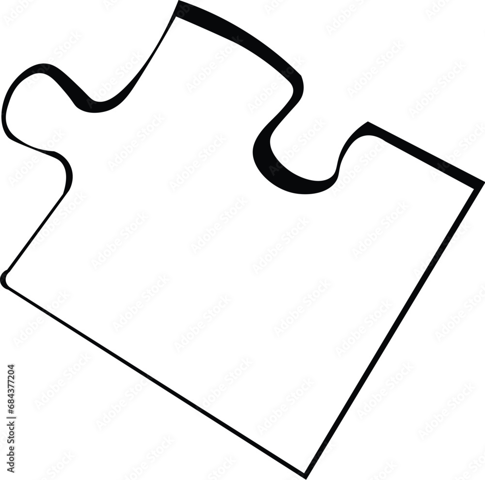 Cartoon Black and White Isolated Illustration Vector Of A Jigsaw Puzzle ...