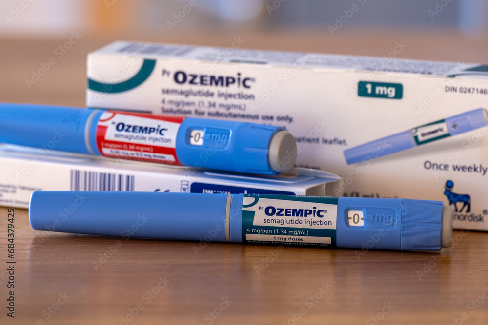 Ozempic semaglutide injection pens and box. Ozempic is a medication for ...