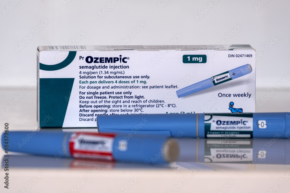 Ozempic semaglutide injection pens and box. Ozempic is a medication for ...