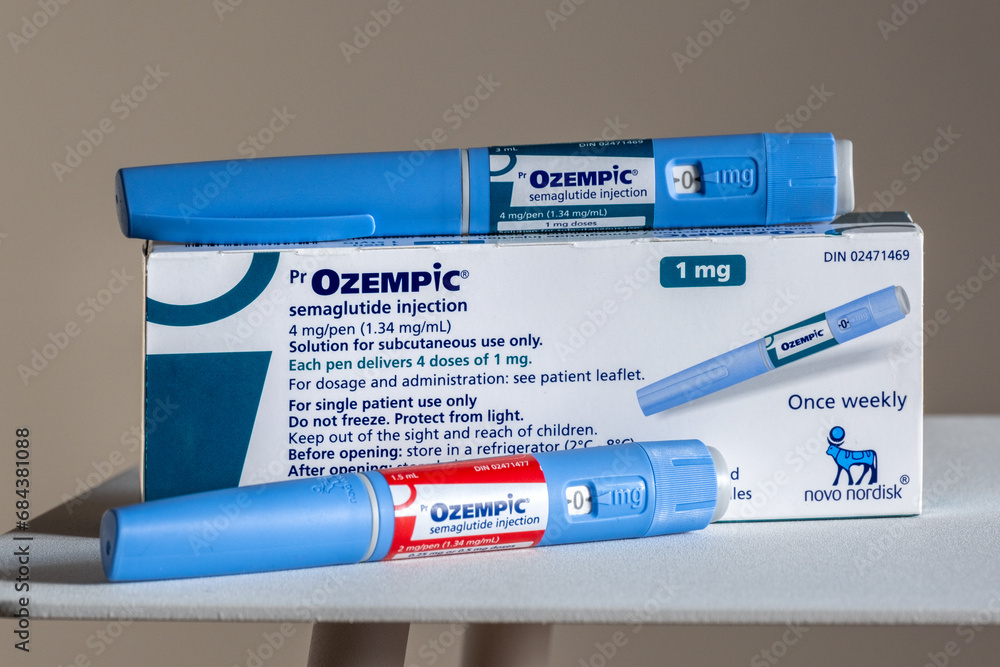 Ozempic semaglutide injection pens and box. Ozempic is a medication for ...