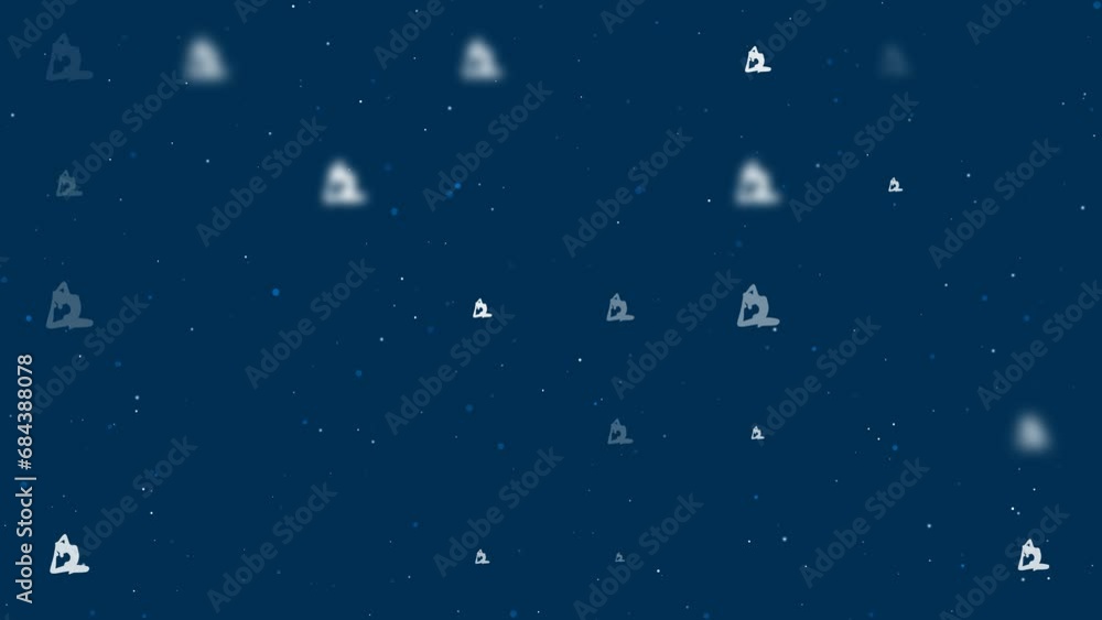 Template animation of evenly spaced yoga stretching pose symbols of ...