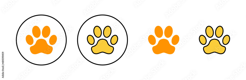 Paw icon set for web and mobile app. paw print sign and symbol. dog or ...