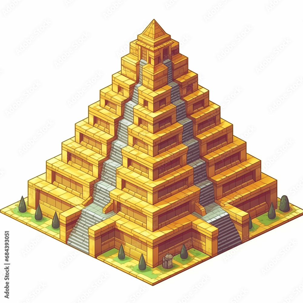 Isometric Great Pyramid of Giza, pixel art, pyramid of gold, world ...