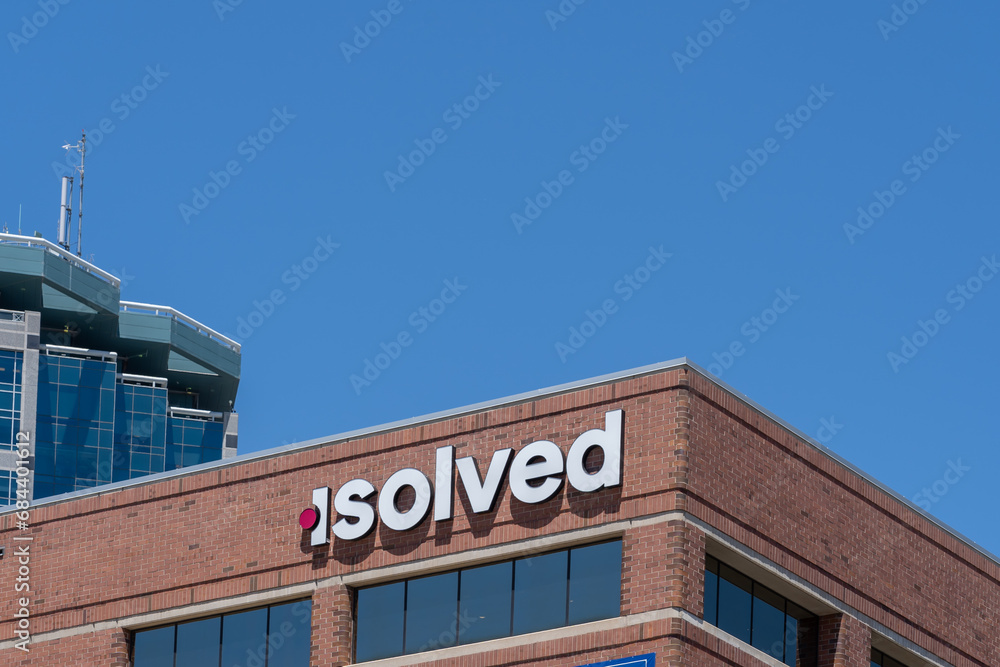 iSolved logo sign on the office building in Salt Lake City, Utah, USA ...