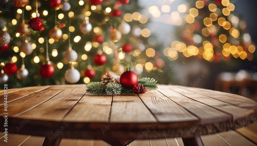 display as an empty wooden table takes center stage, surrounded by the ...