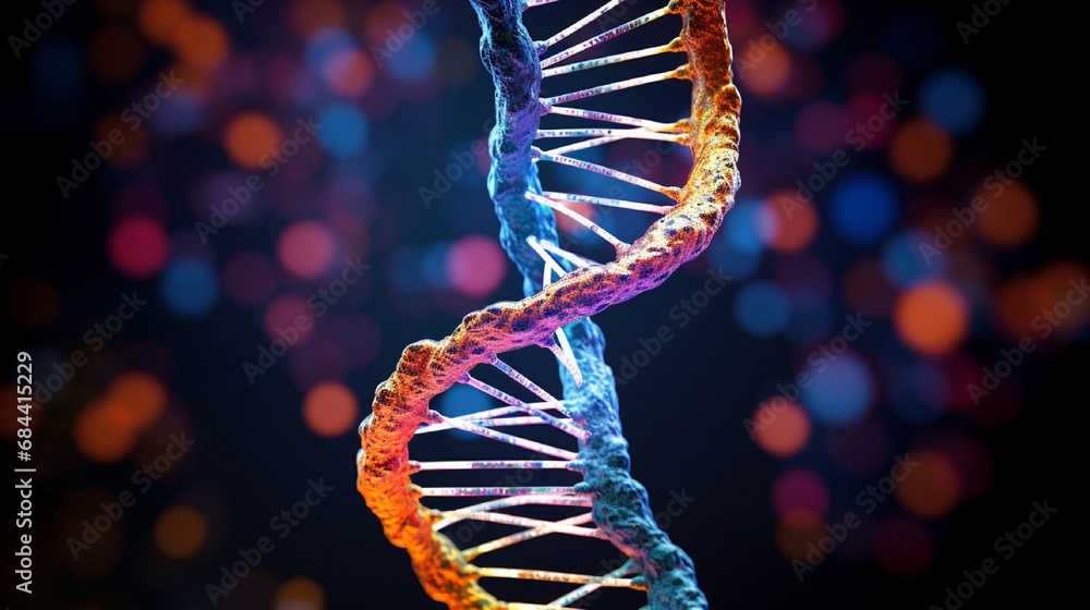 A detailed depiction of a DNA double helix, illustrating its ladder ...