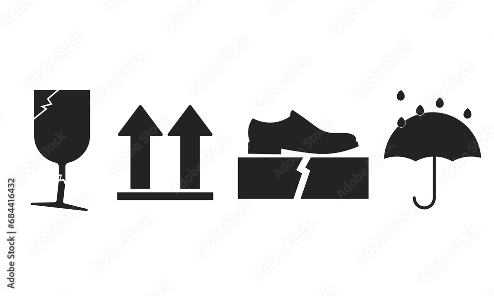 Bundle set isolated icon fragile, Handle With Care, Do Not Drop, keep ...