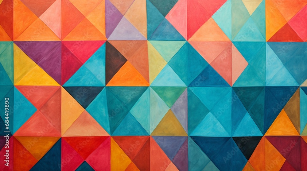 A kaleidoscope-inspired geometric wall with vibrant colors and ...