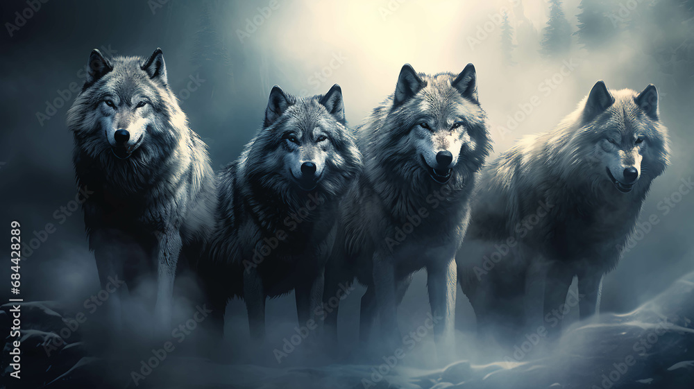 Wolf Pack Concept Illustration Stock Illustration | Adobe Stock