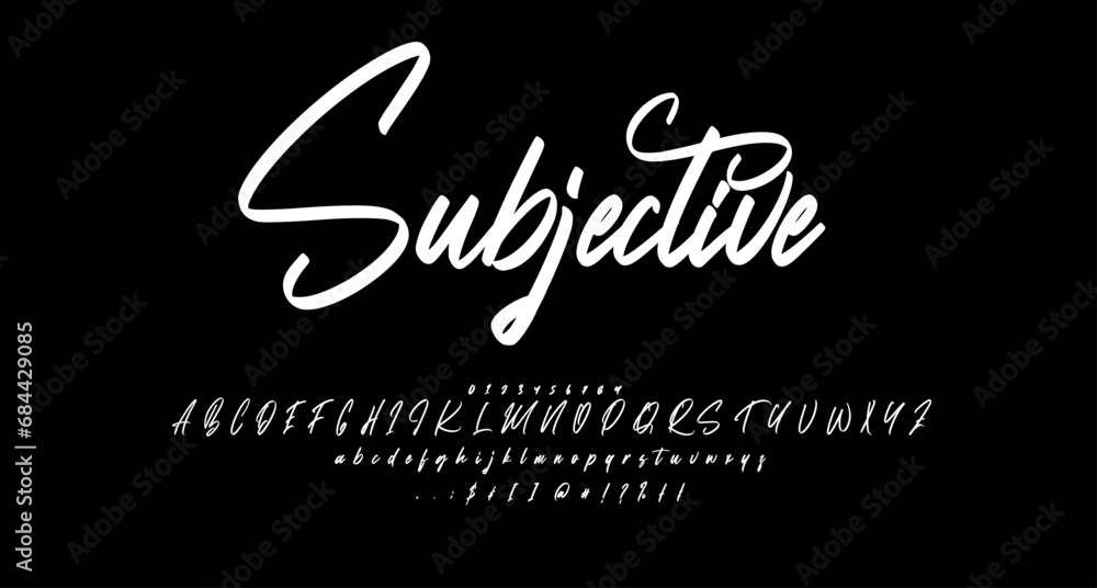 subjective script sign font script vector lettering. typography ...