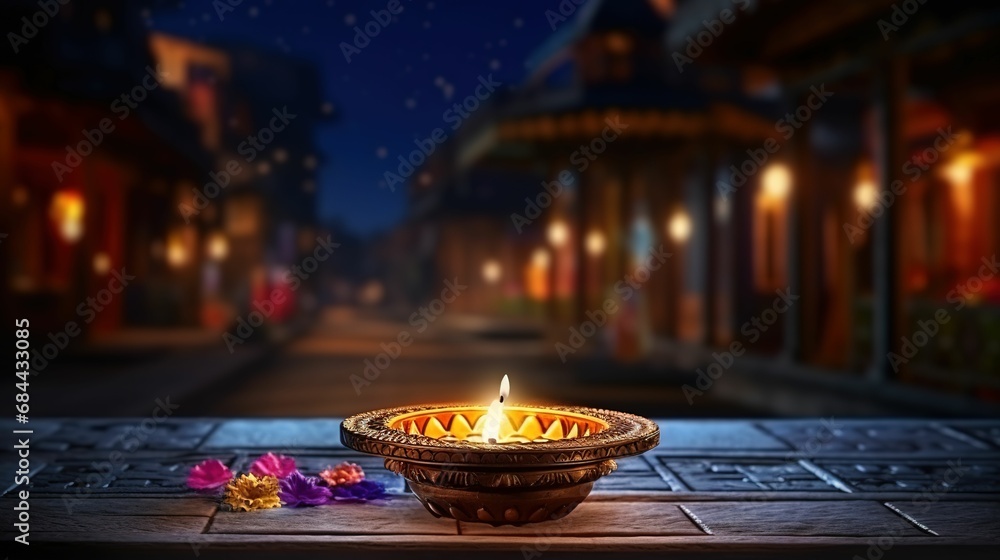 Diwali Festival Lights: Traditional Diya Lamp Illuminating the Night ...