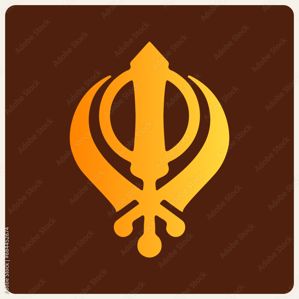 Khanda symbol. Religious symbol of Sikhism. Golden Khanda icon. Vector ...