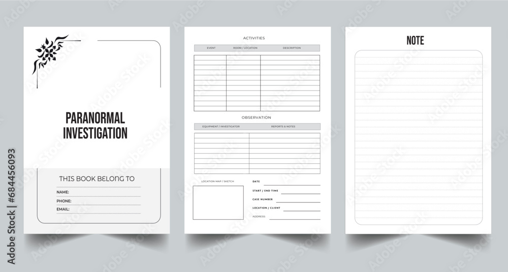 Editable Paranormal Investigation Log Book Planner KDP Interior ...