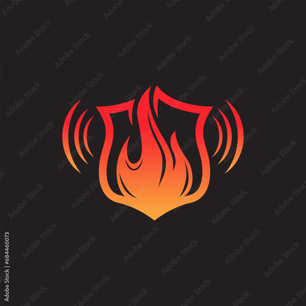 Fire shield logo symbol or icon template,Fire safety, Fire ...