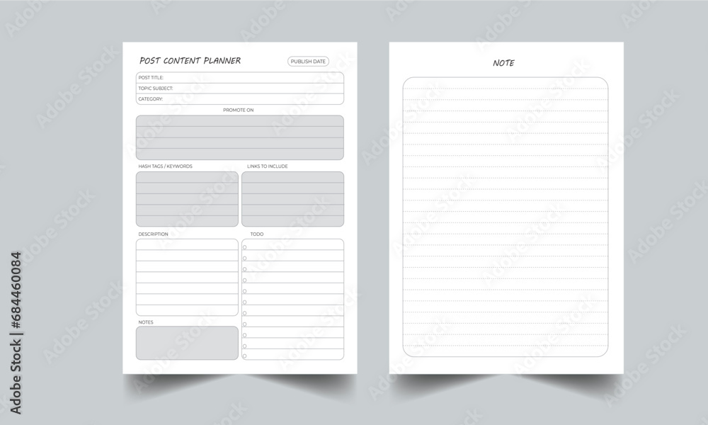 Editable Post Content Planner KDP Interior Printable Template Design ...