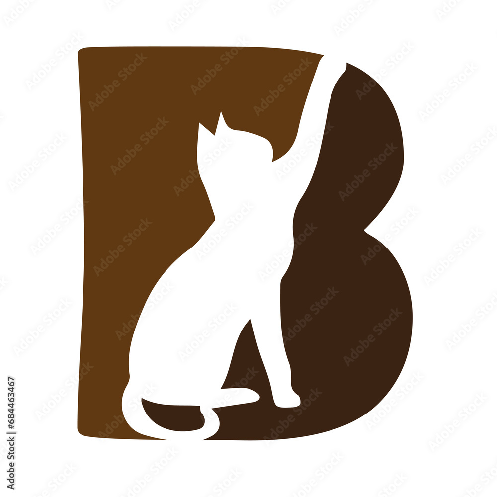 Alphabet B with Cat logo. English alphabet B. Children's colored letter ...