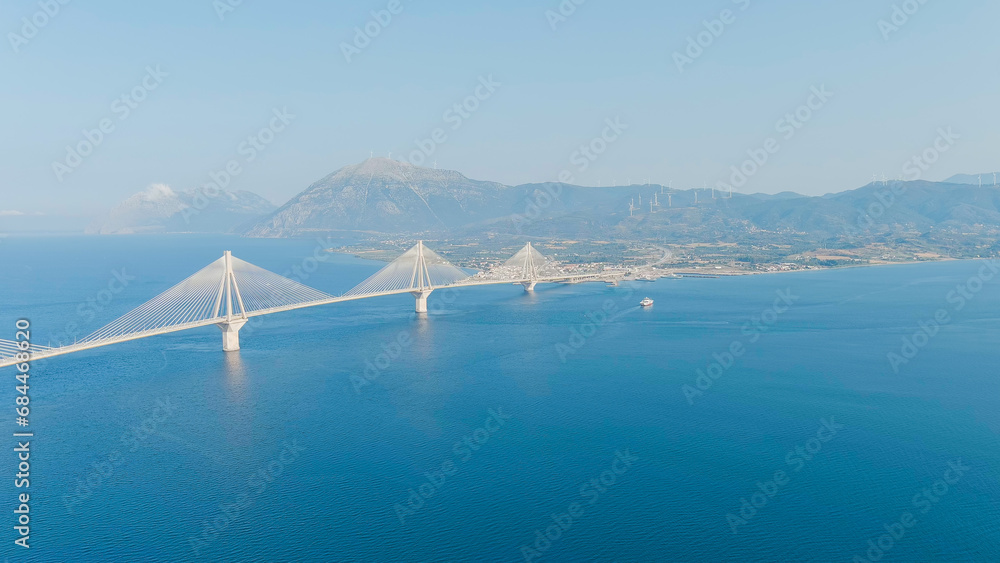 Patras, Greece. The Rio-Antirrio Bridge. Officially the Charilaos ...