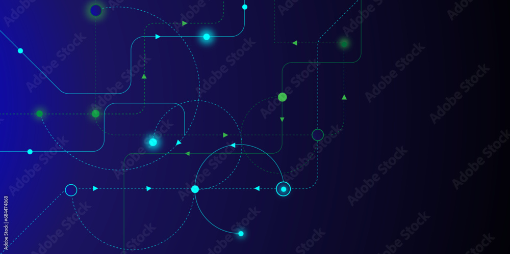 Abstract point and circle lines connection with hexagon shapes. social ...