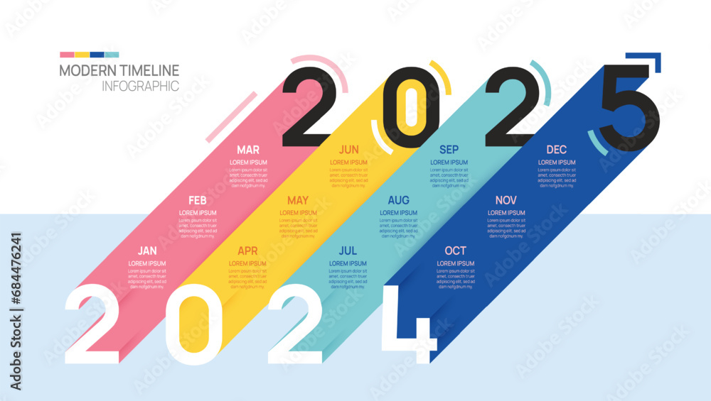 Business step timeline infographic 2024 template. Modern milestone ...