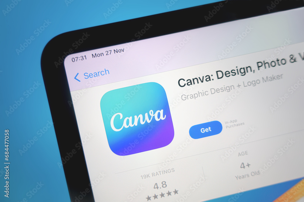 Nanning, China - Nov 27, 2023. Canva app. Canva is an online graphic ...