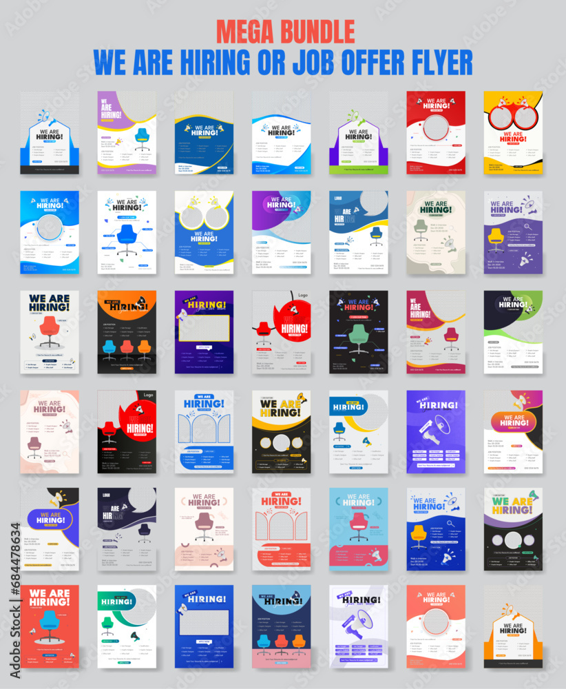 we are hiring flyer design template bundle, A set of Job Vacancy Flyer ...