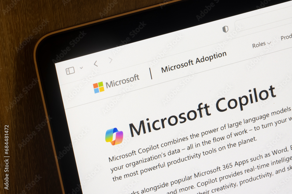 Portland, OR, USA - Nov 3, 2023: Webpage of Microsoft Copilot is seen ...