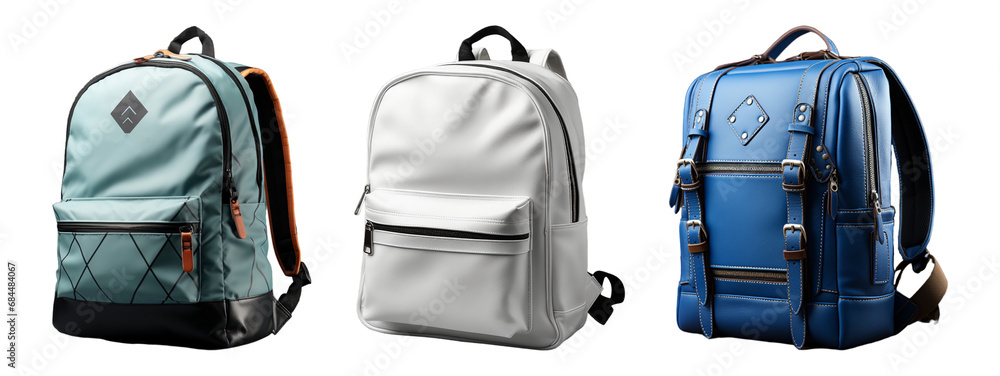 collection of mockups of various types of backpacks isolated on a ...