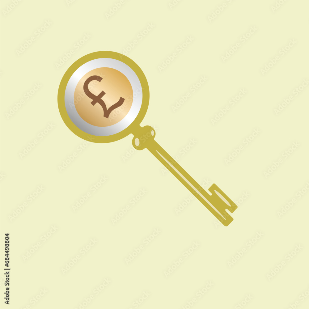 Simple golden key with the currency symbol of pound Stock Vector ...
