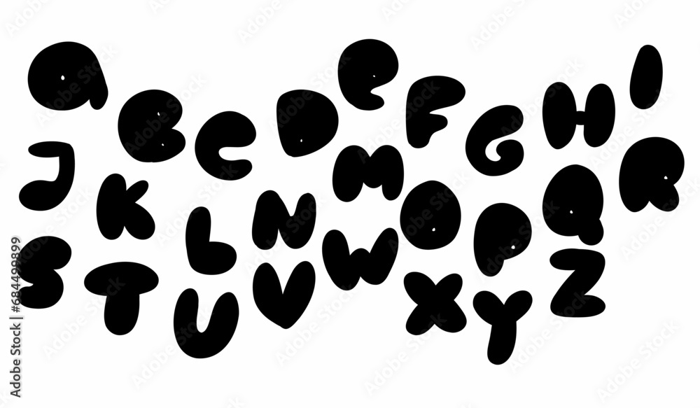 Lowercase bubble black english latin abc alphabet font A to Z ...