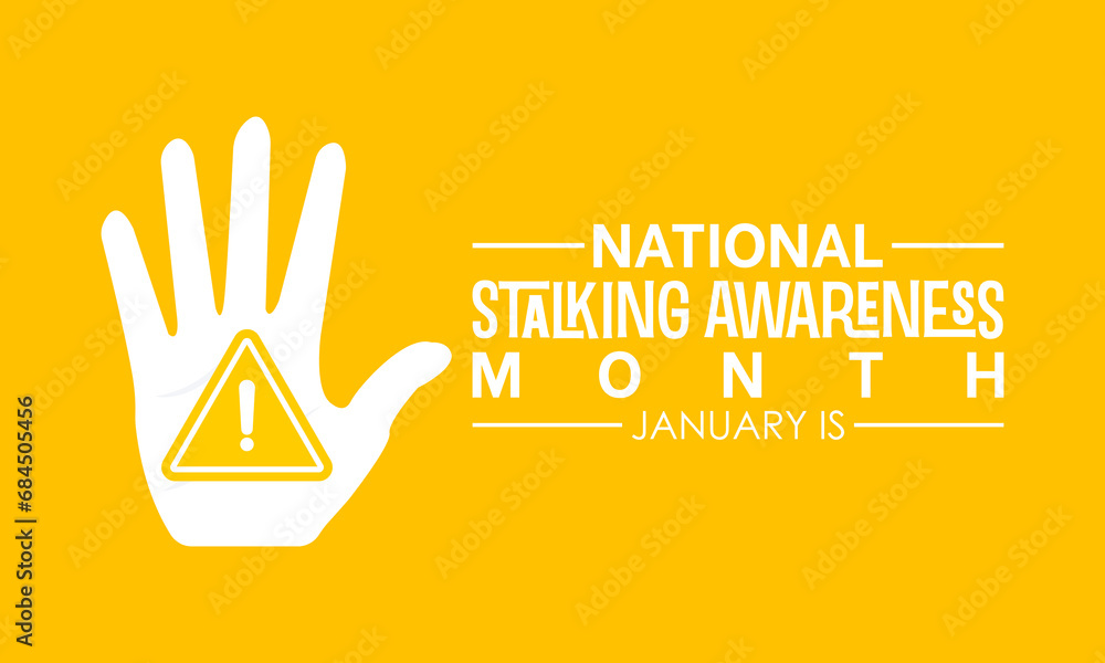 National Stalking Awareness Month vector template. Raising Awareness ...