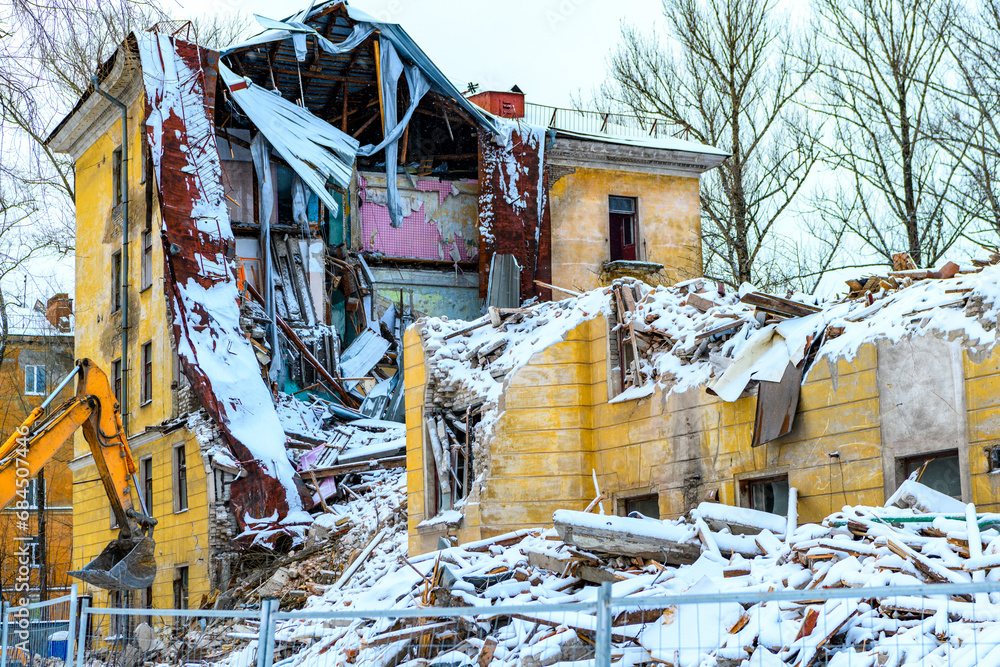 The house is destroyed. Collapse of a multi-story building due to an ...
