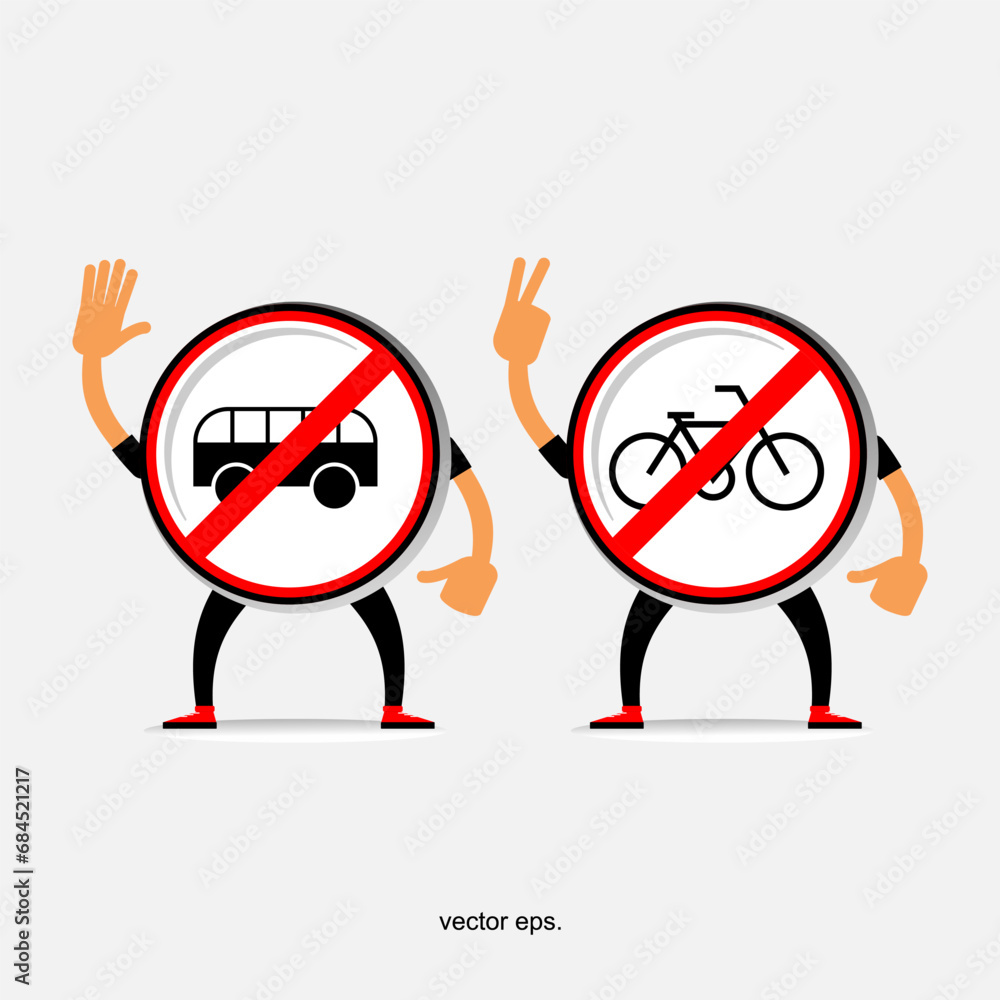 illustration of cartoon traffic signs, cartoon traffic signs with ...