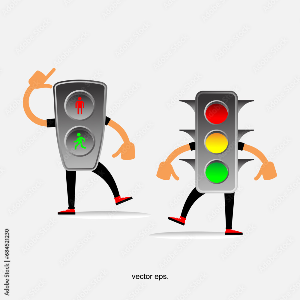 illustration of cartoon traffic signs, cartoon traffic signs with ...