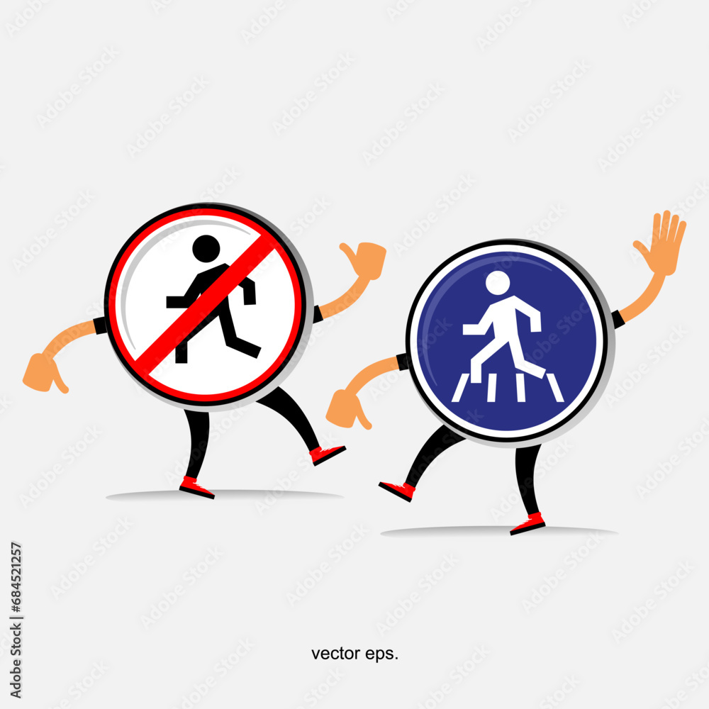 illustration of cartoon traffic signs, cartoon traffic signs with ...