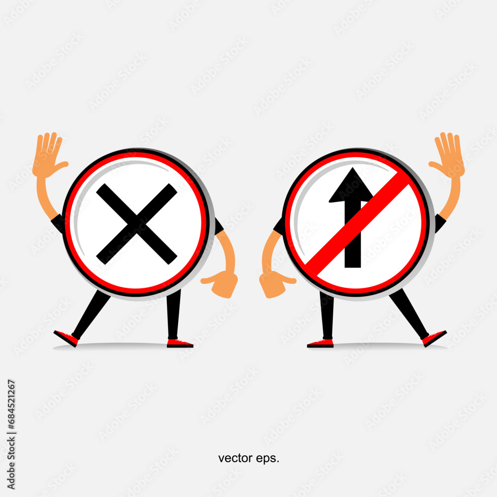 illustration of cartoon traffic signs, cartoon traffic signs with ...