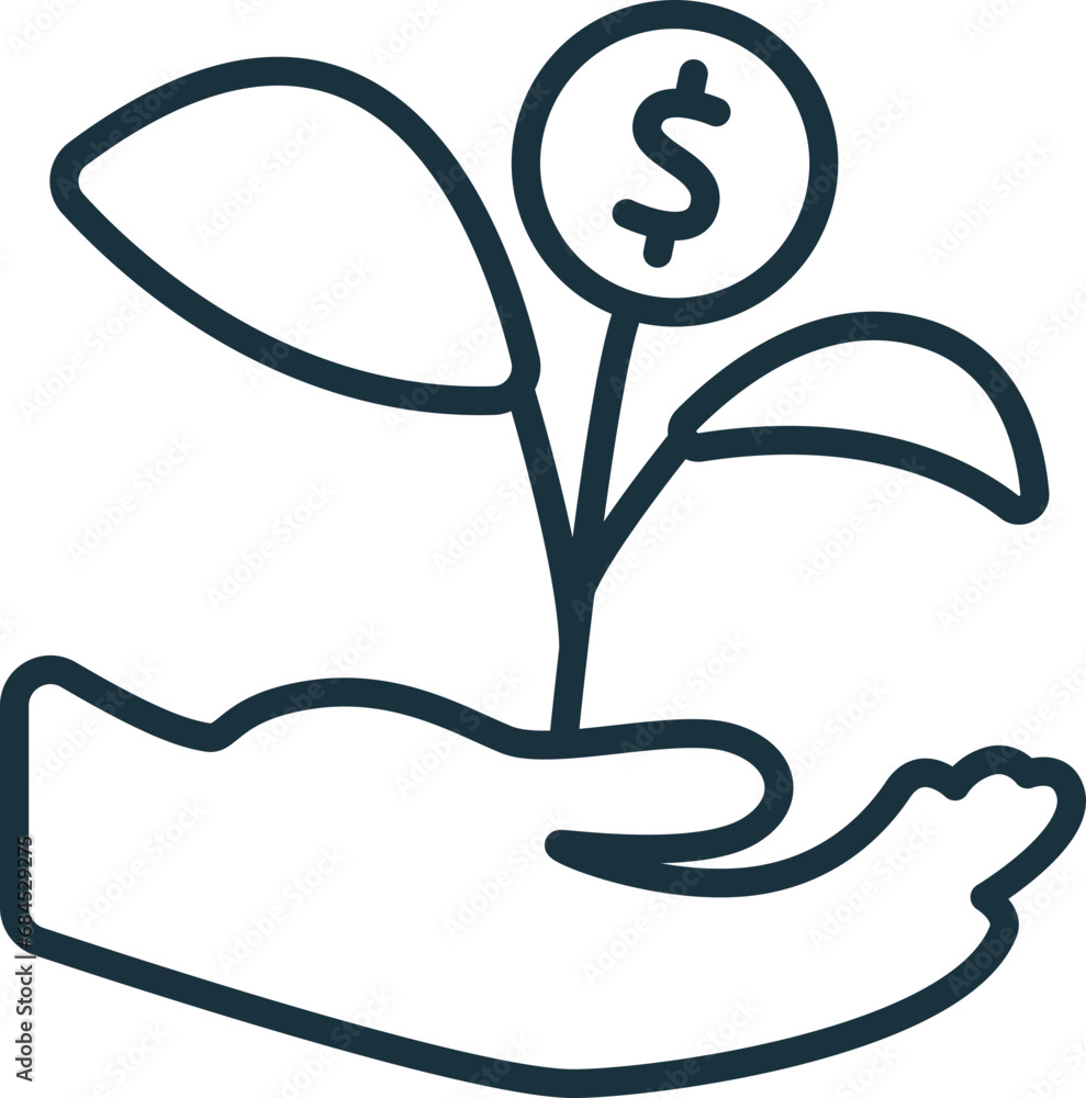 Microfinance outline icon. Monochrome simple sign from charity and non ...