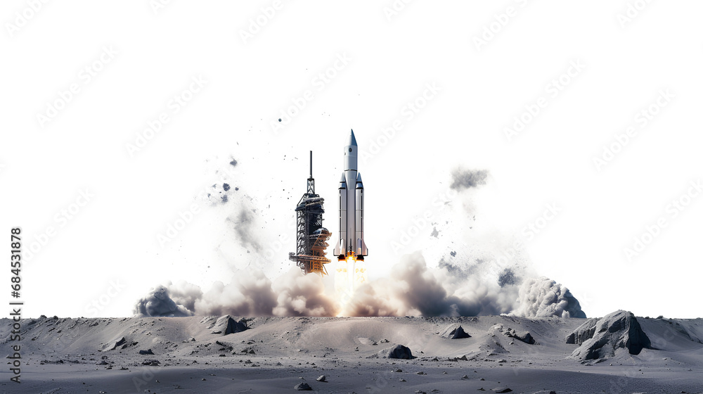 Rocket on the moon isolated on a transparent background, Generative AI ...