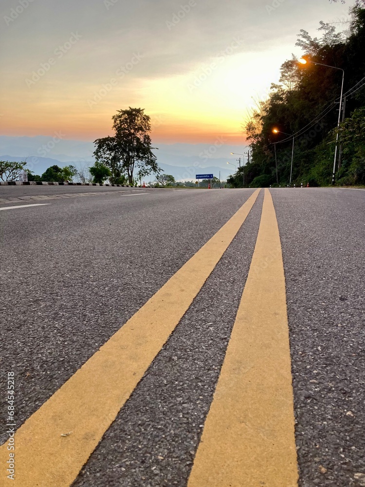 Yellow traffic line color Double solid lines to warn prohibiting ...