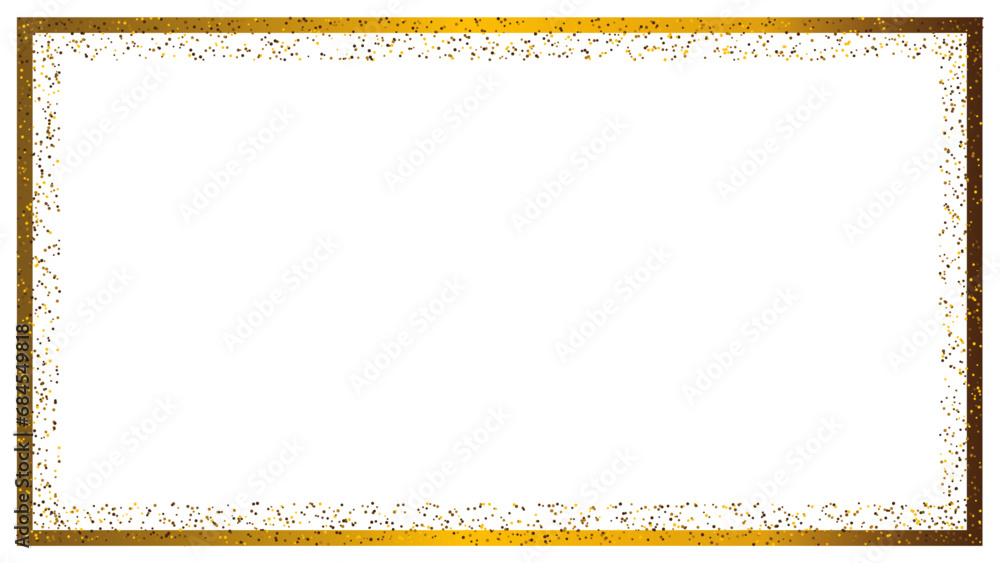 Rectangle gold glitter frame isolated on transparent background. Cut ...