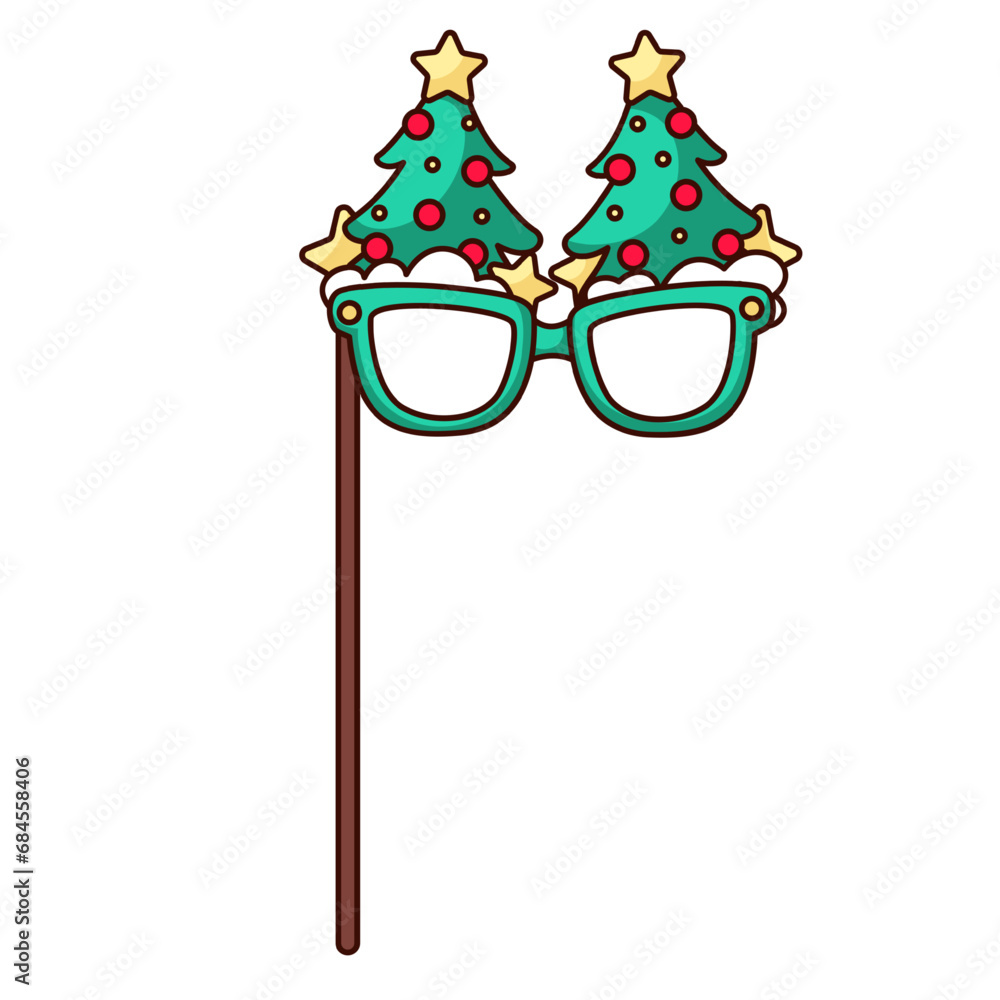 Christmas tree glasses vector illustration. Cartoon isolated cute mask ...