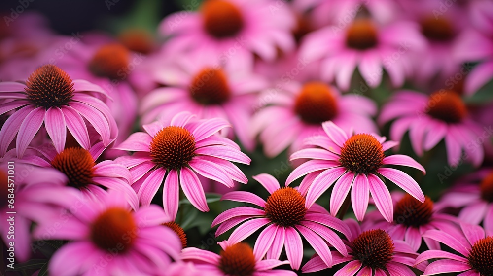 Group of Echinacea flowers in a natural setting. Blooming flowers with ...