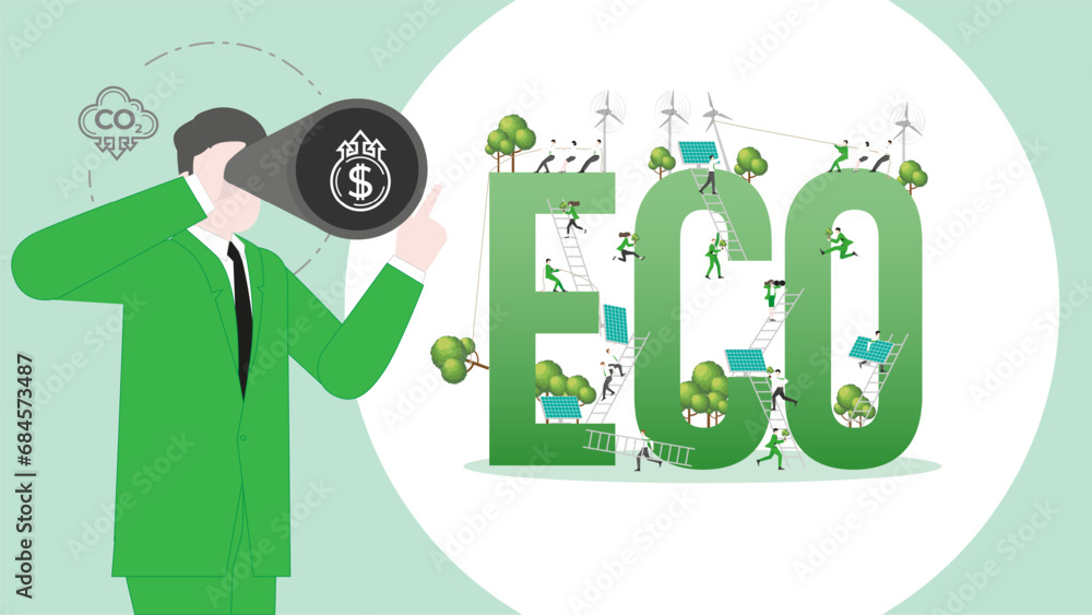ESG sustainability business visionary. Carbon credit vision from reduce ...