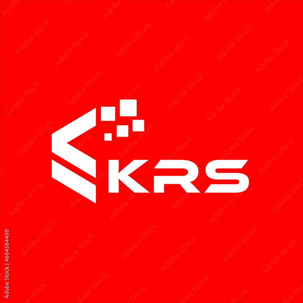 KRS letter technology logo design on red background. KRS creative ...