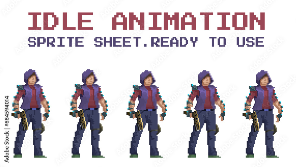 pixel art style illustration vector 8 bit 8-bit character set retro design game aseprite vintage ...