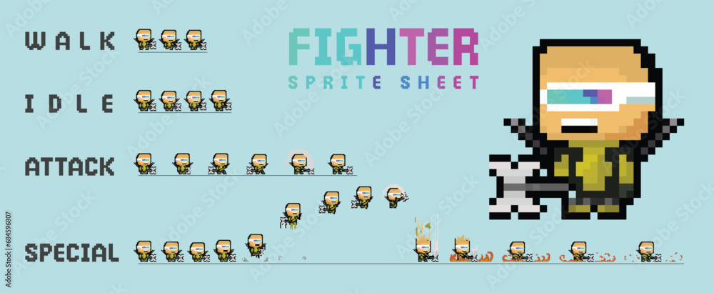 pixel art style illustration vector 8 bit 8-bit character set retro ...