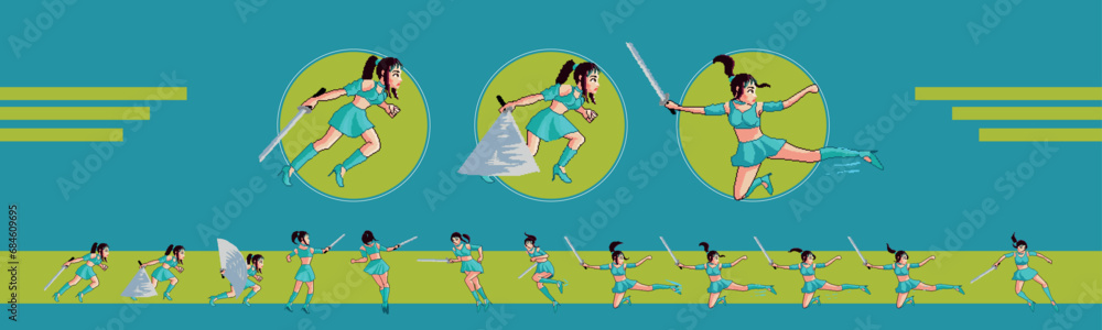 pixel art style illustration vector 8 bit 8-bit character set retro ...