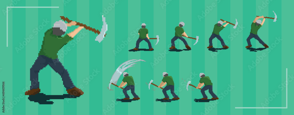 pixel art style illustration vector 8 bit 8-bit character set retro ...